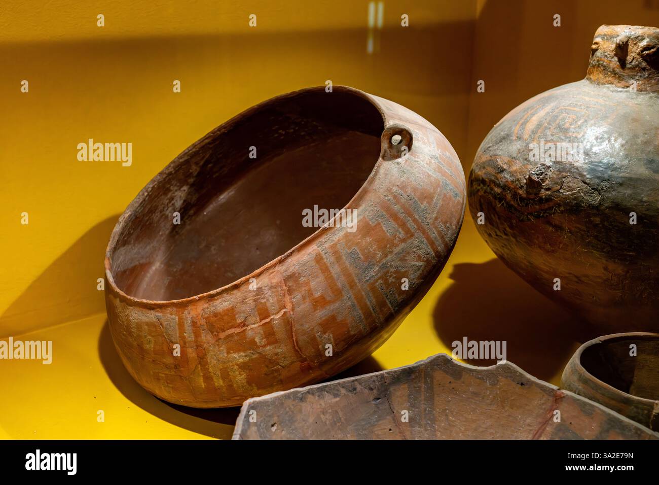 Pre-Hispanic indigenous Amerindian ceramic pottery on display in the ...