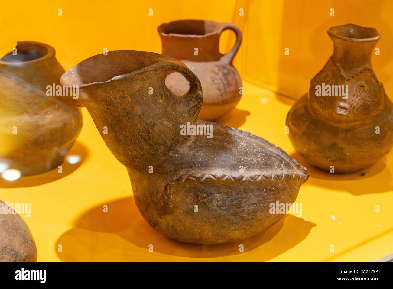 Pre-Hispanic indigenous Amerindian ceramic pottery on display in the ...