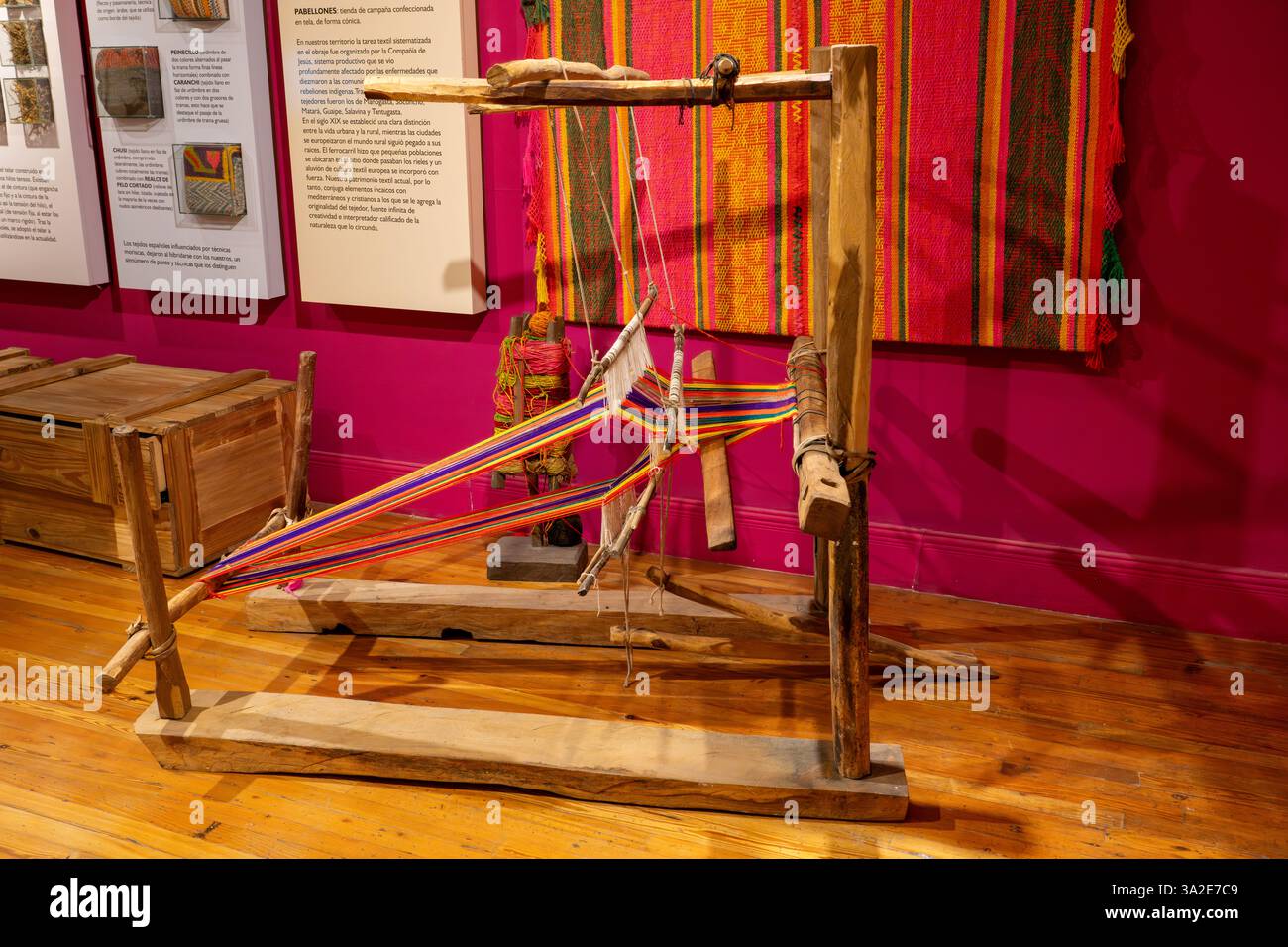 A treadle or foot loom from the Spanish colonial period in the ...