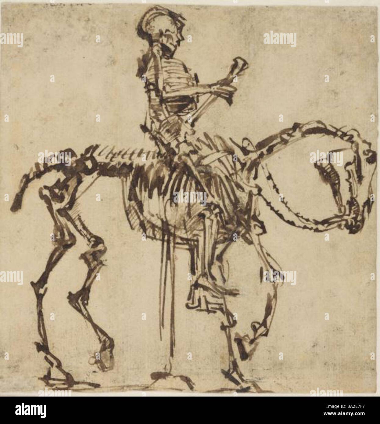 This drawing, known as 'Skelettreiter,' features a figure riding a ...