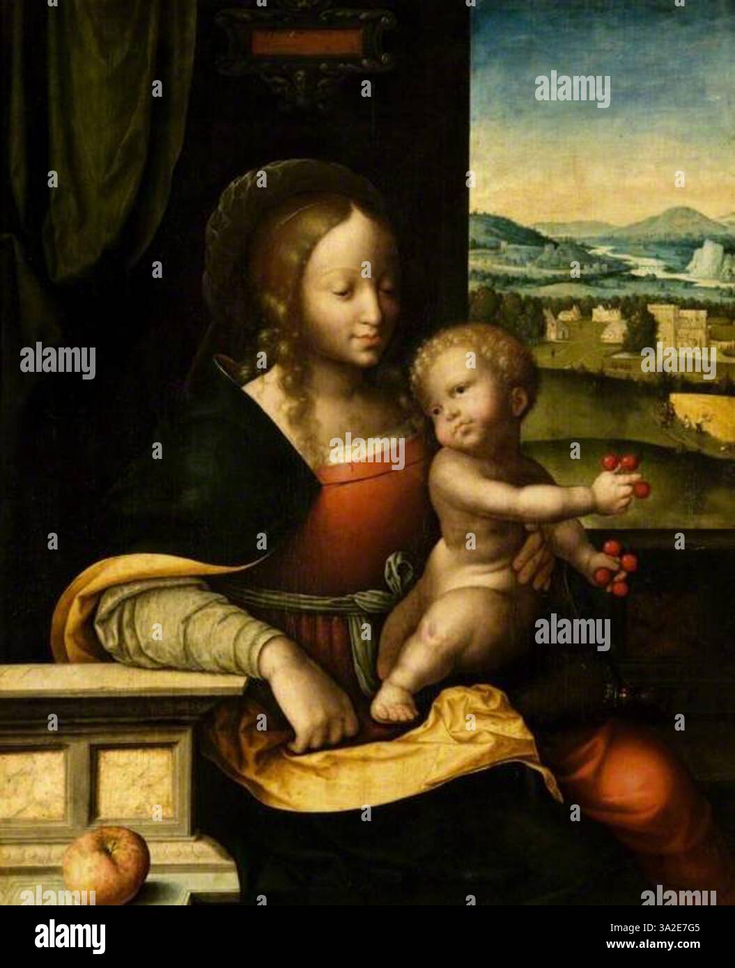 A 1529 depiction of the Virgin and Child, created in the studio of Joos van Cleve. The painting ...