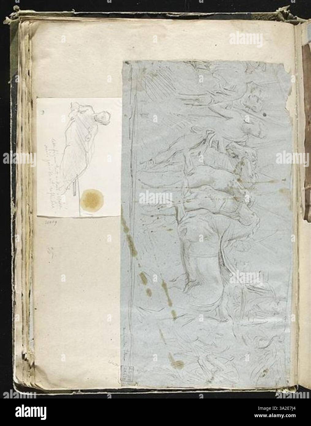 This drawing by Chassériau shows a man lying on the ground, captured in ...