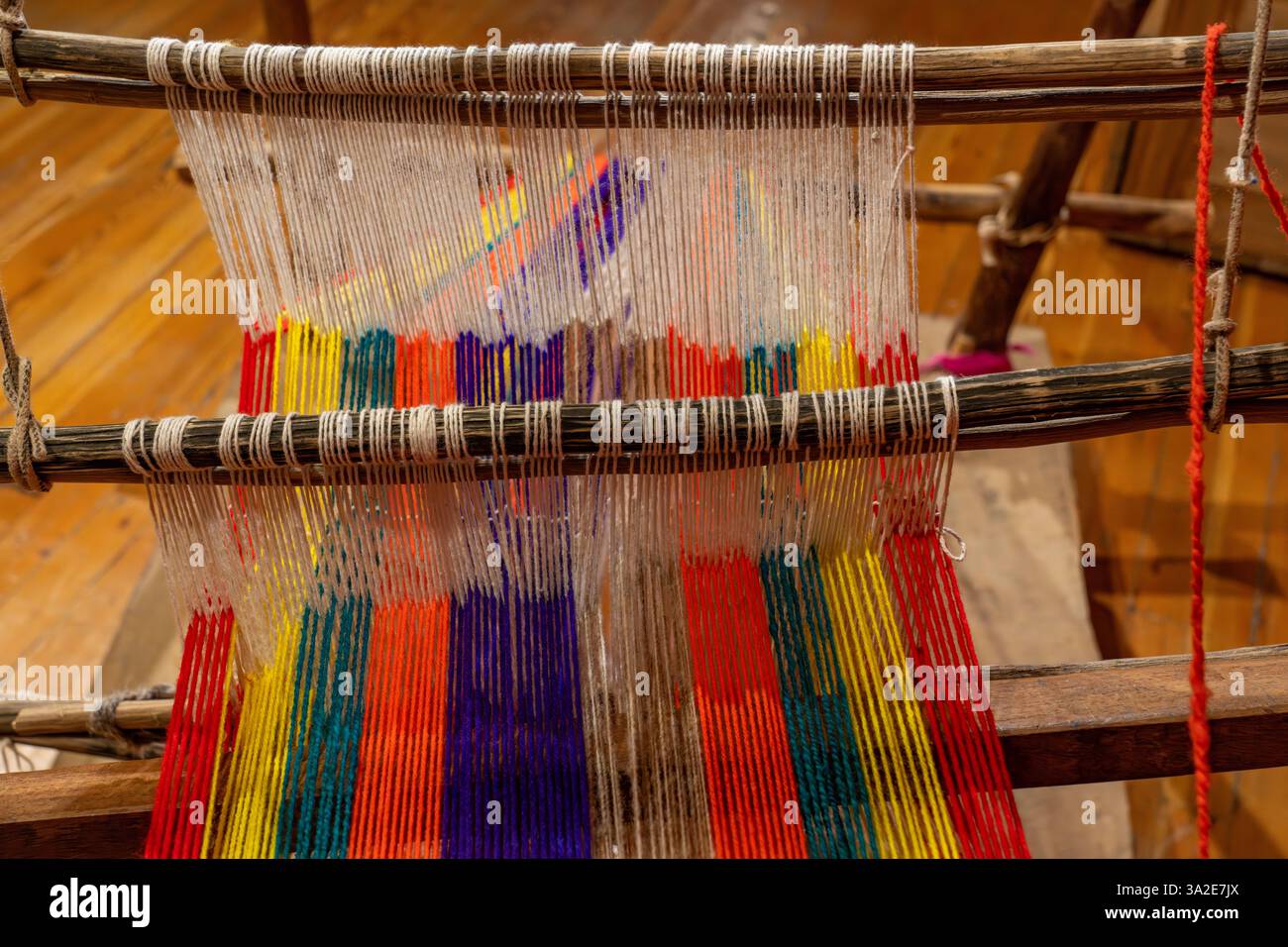 A treadle or foot loom from the Spanish colonial period in the ...