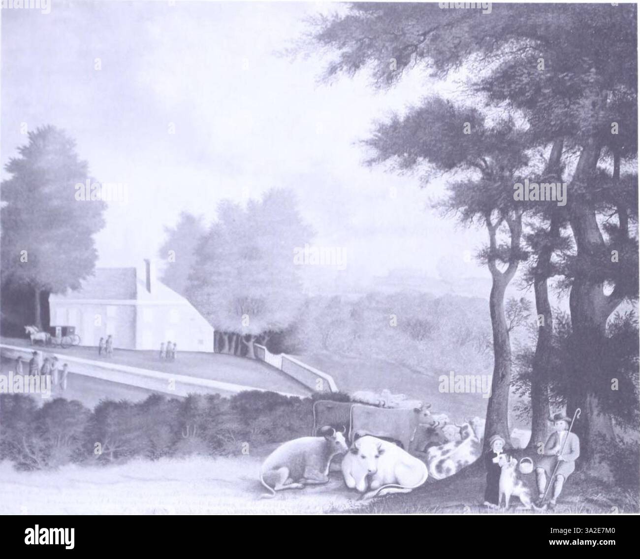 Edward Hicks' 100 work portrays a rural scene where animals and humans ...