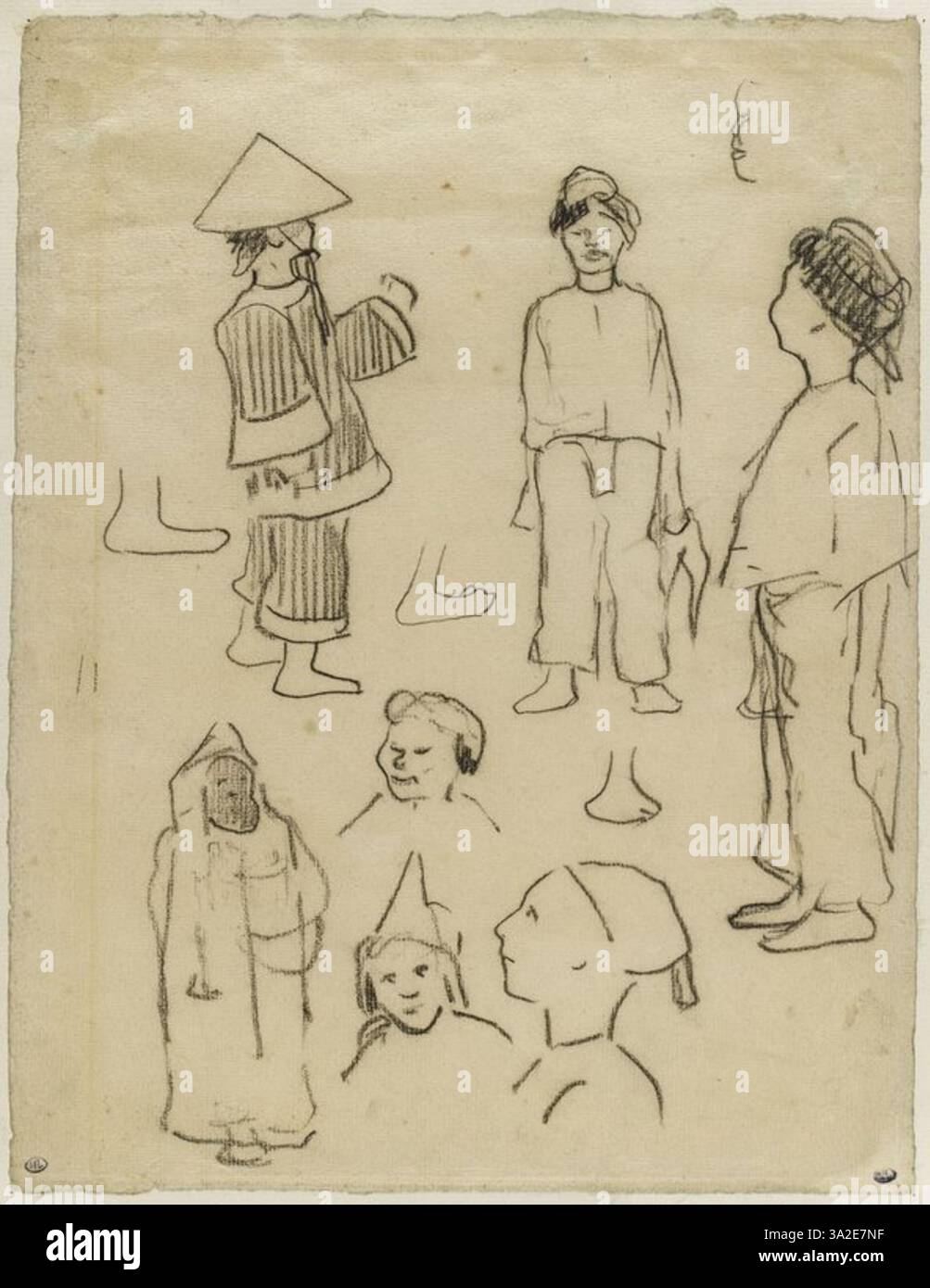 This sketch presents studies of Annamite (Vietnamese) figures ...