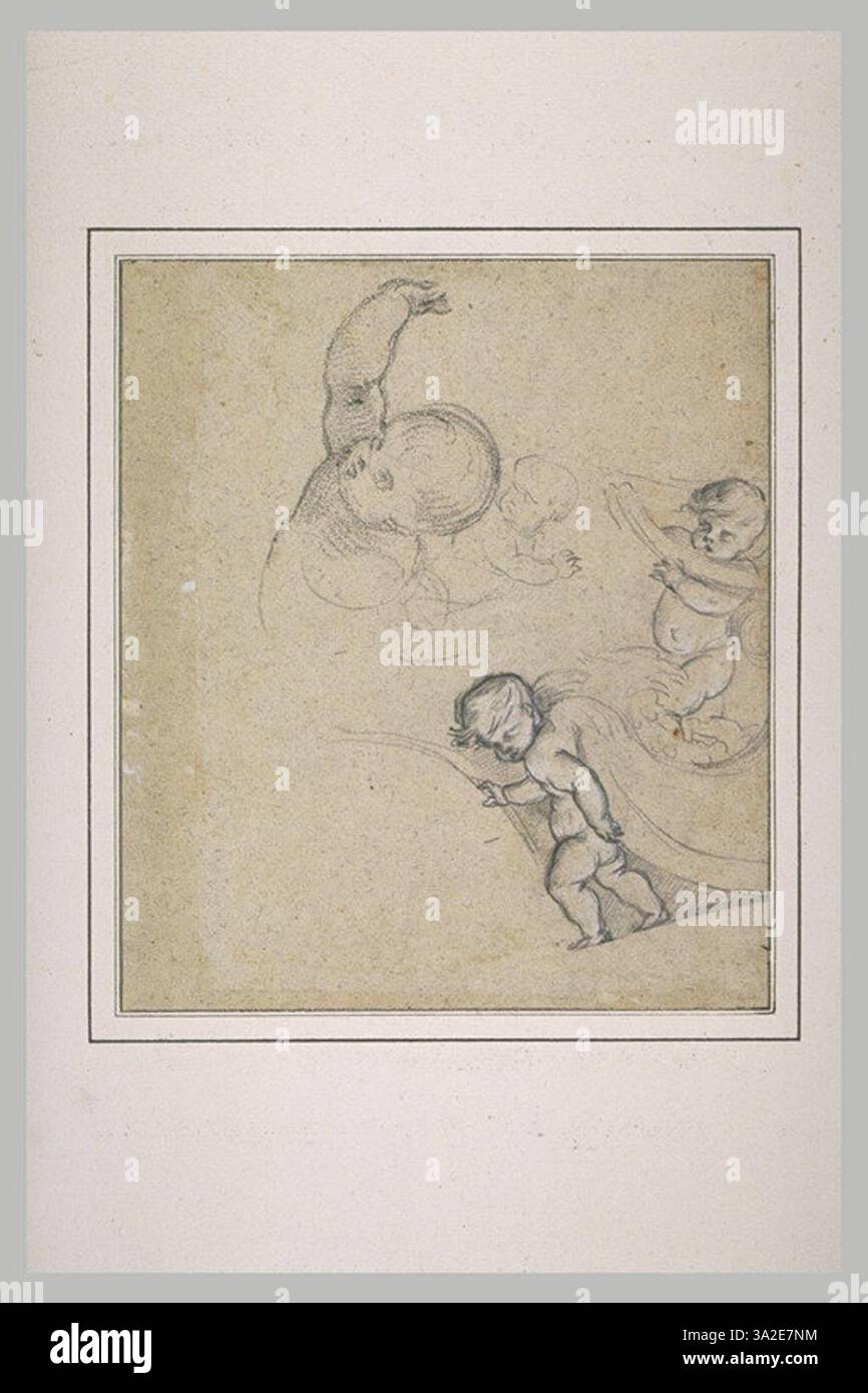 This page features four studies of putti, winged figures commonly seen ...