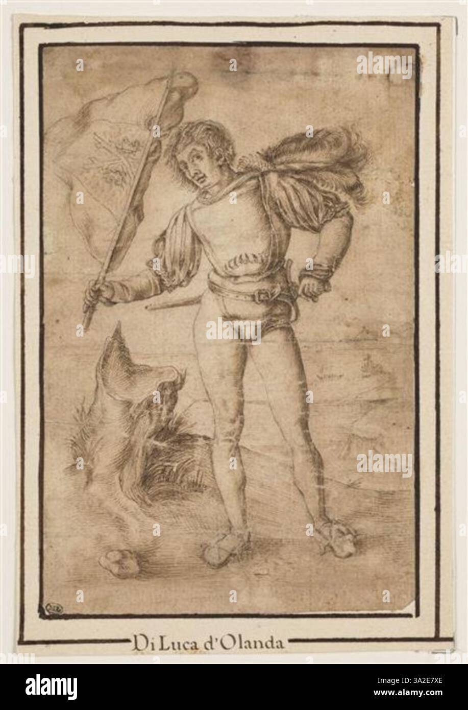 This drawing by Dürer shows a flag bearer, emphasizing the role of the ...