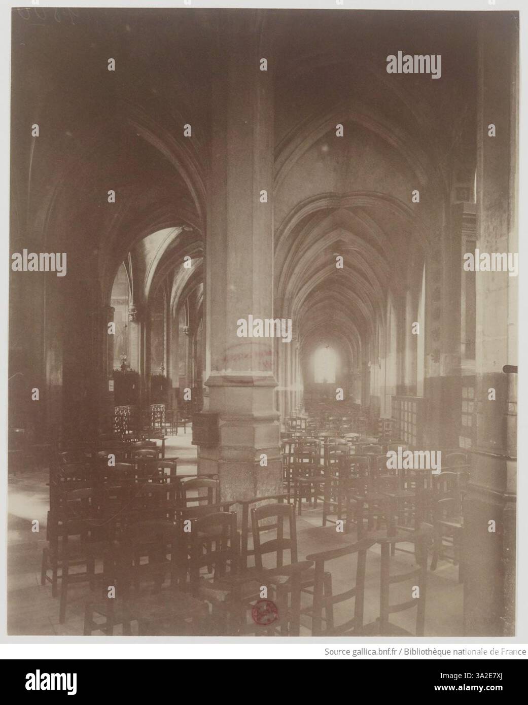 A photograph by Eugène Atget showing the interior of the Église Saint ...