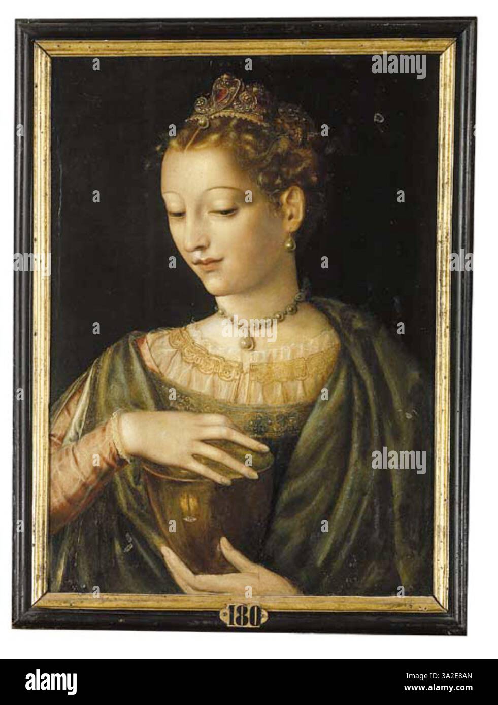 This painting, titled 'Die Heilige Magdalena,' portrays Mary Magdalene ...