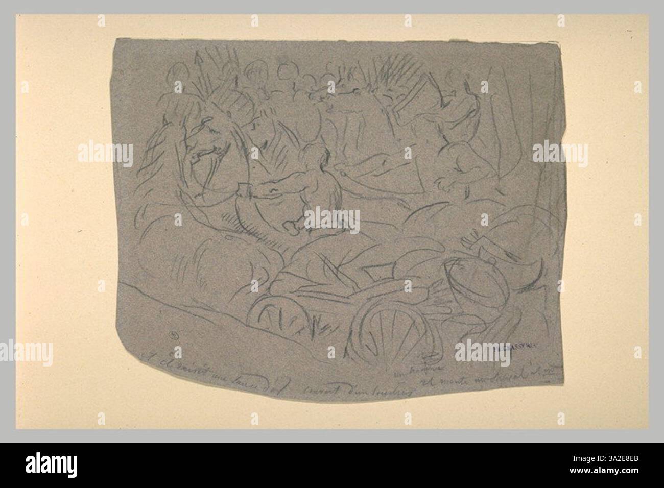 Chassériau’s recto drawing depicts a procession of chariots and ...