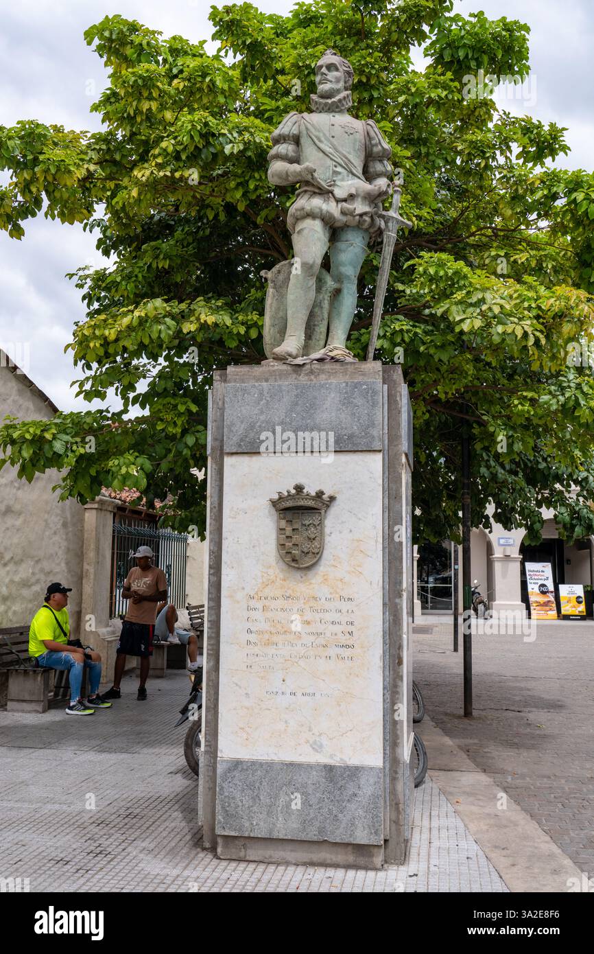 Statue of Francisco de Toledo, Viceroy of Peru from 1569-1581, on the ...