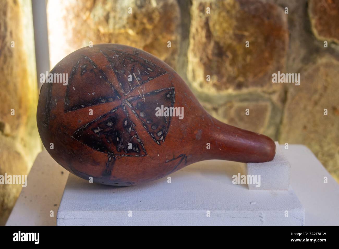 An indigenous Andean Amerindian ceramic container for making chicha in ...