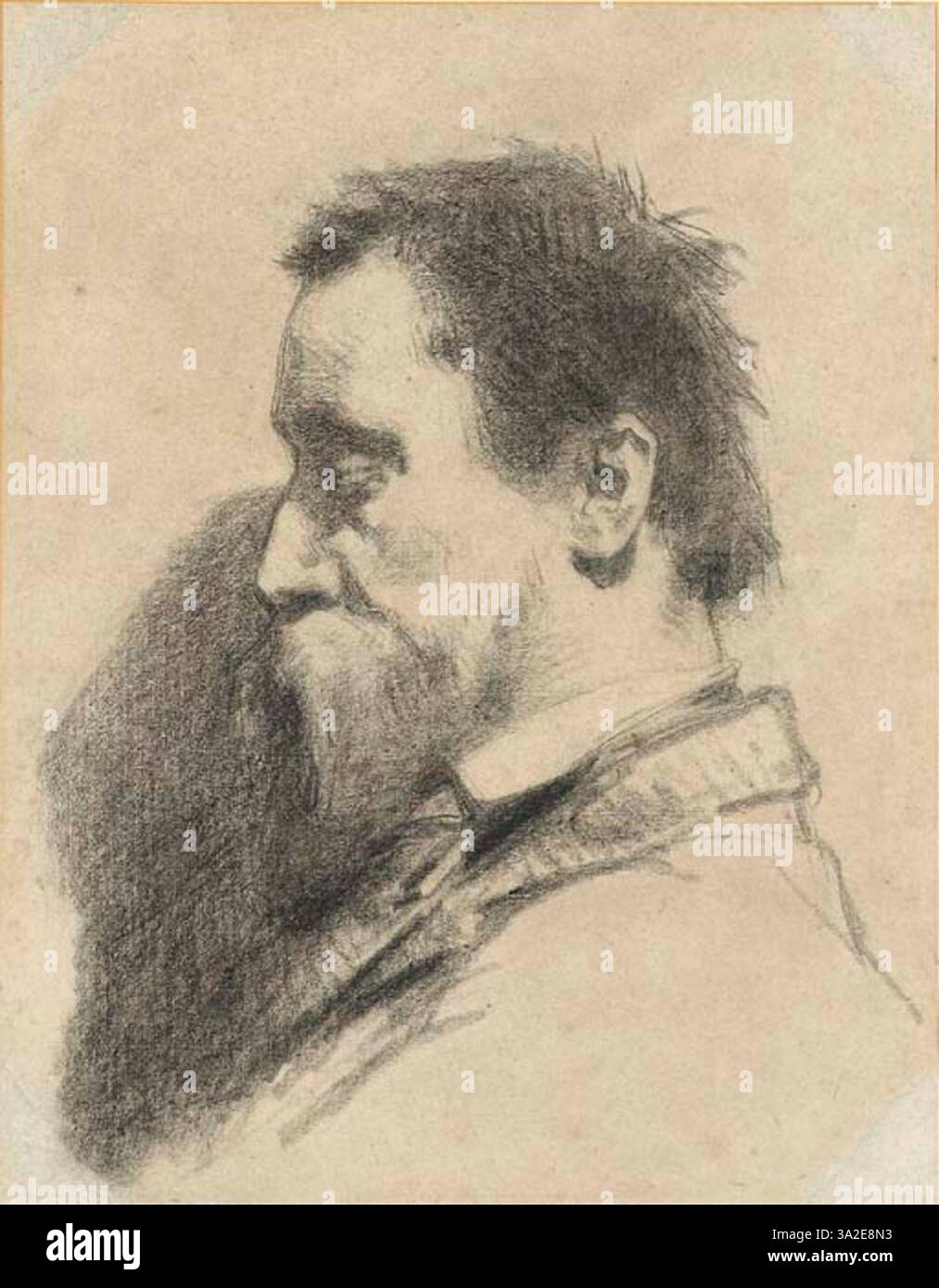 This bust-length portrait shows Léopold Debrosses in profile, with a ...