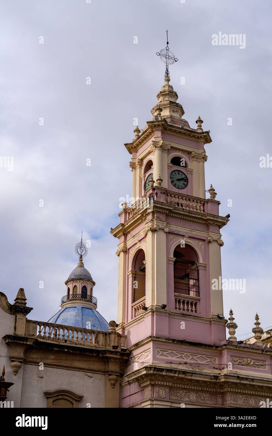 A bell tower and dome of the Cathedral of Salta in Salta, Argentina ...