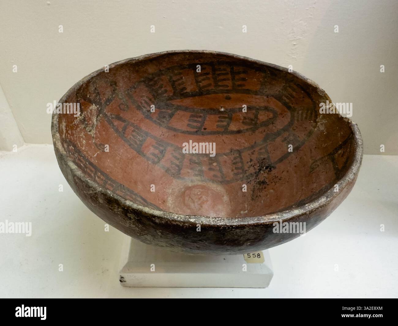 Pre-Hispanic indigenous Amerindian ceramic pottery with a snake design ...