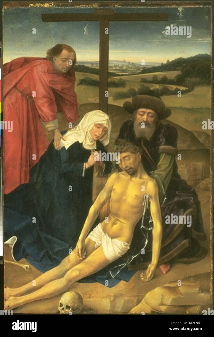 The Lamentation of Christ, attributed to a follower of Rogier van der Weyden, captures the ...