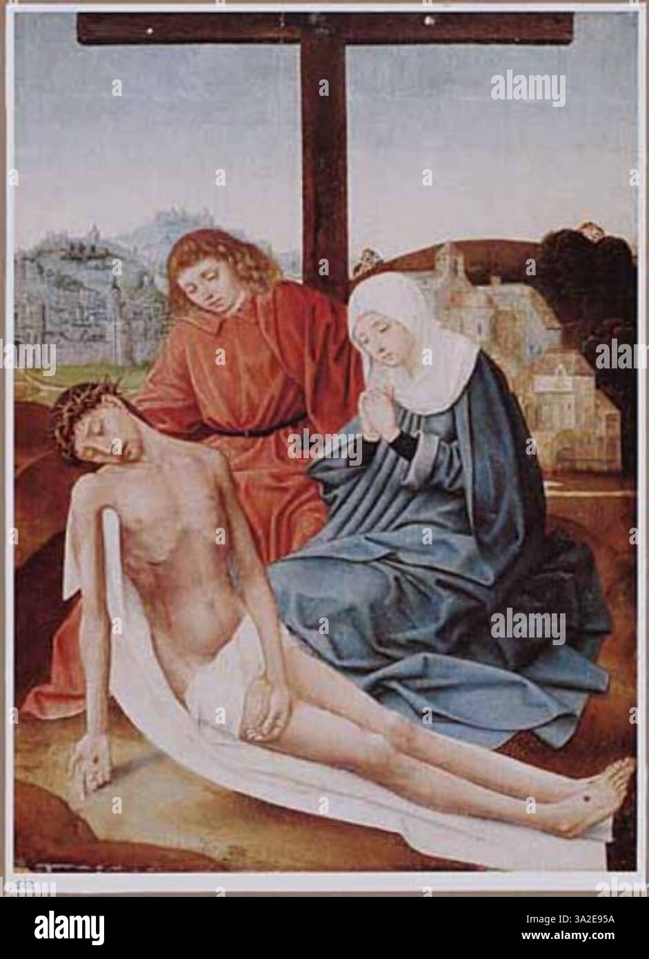 This Lamentation painting, created between 1500-1515, depicts the grieving scene following ...
