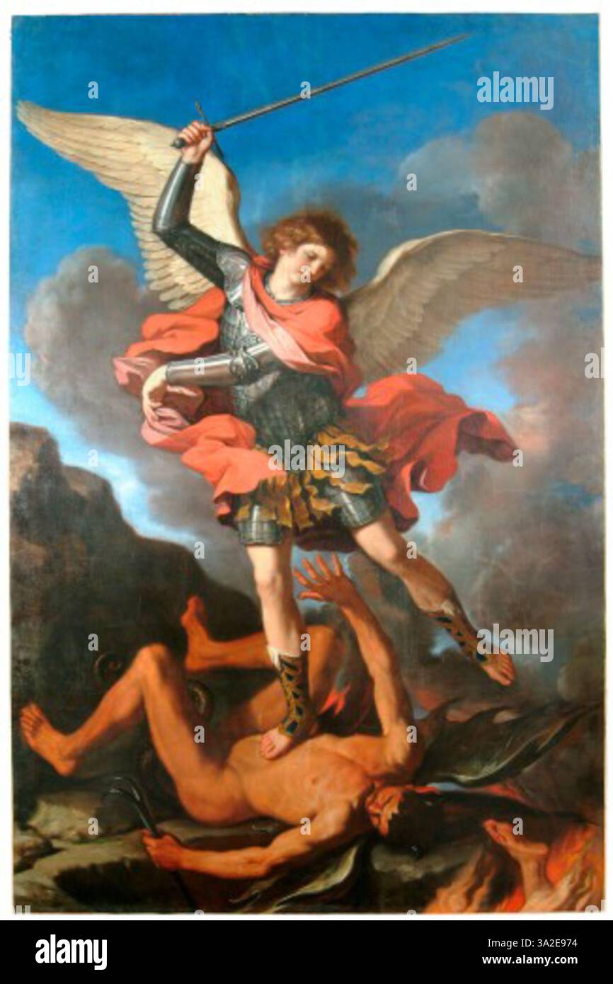 This 17th-century painting by Guercino shows Archangel Michael defeating Lucifer in a dramatic ...
