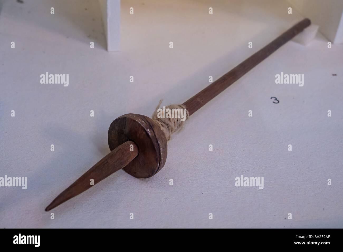 An indigenous Andean Amerindian wooden spindle & tortero for spinning ...