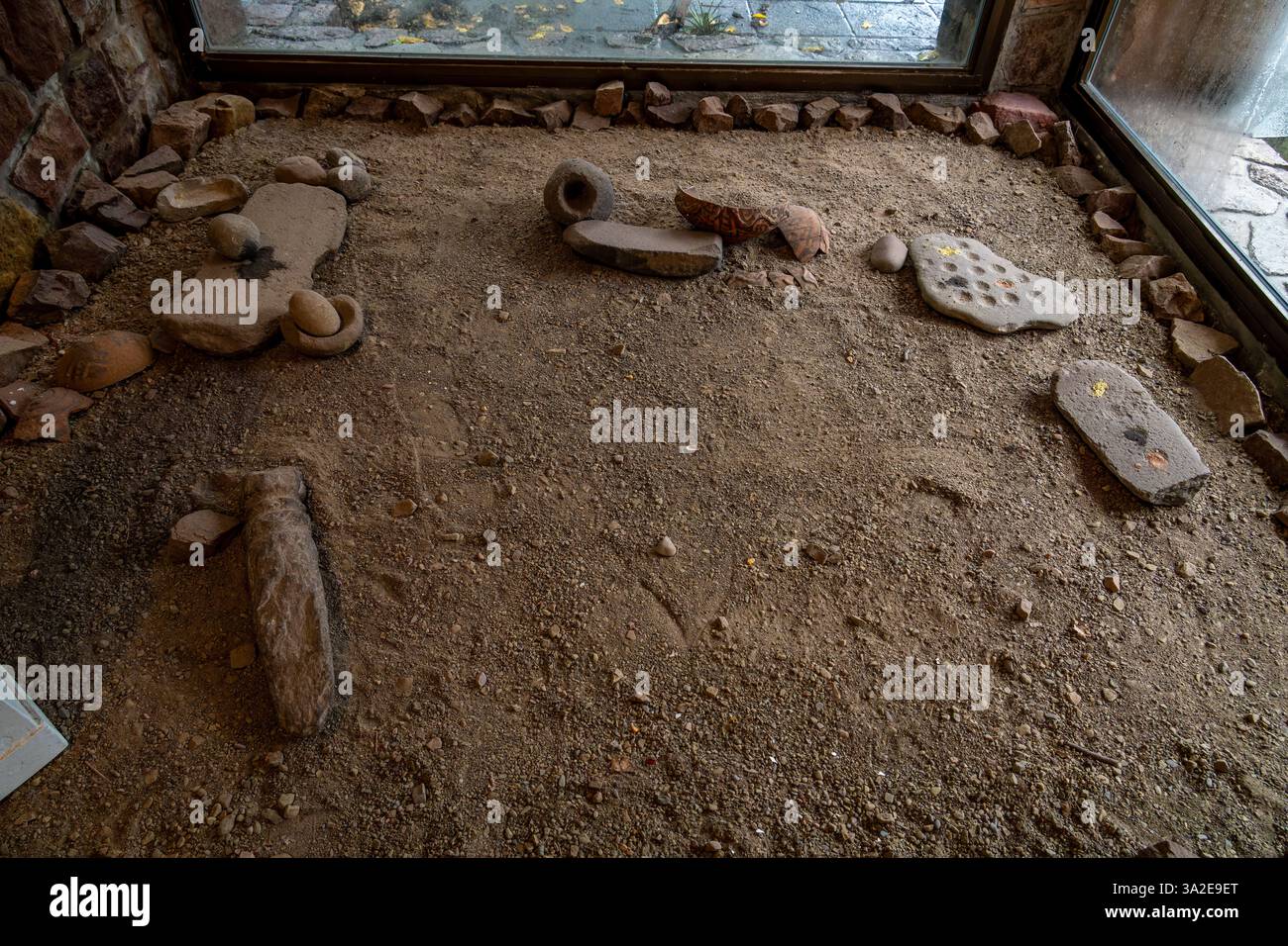 Recreation of an archeological dig site with artifacts in the Museum of ...