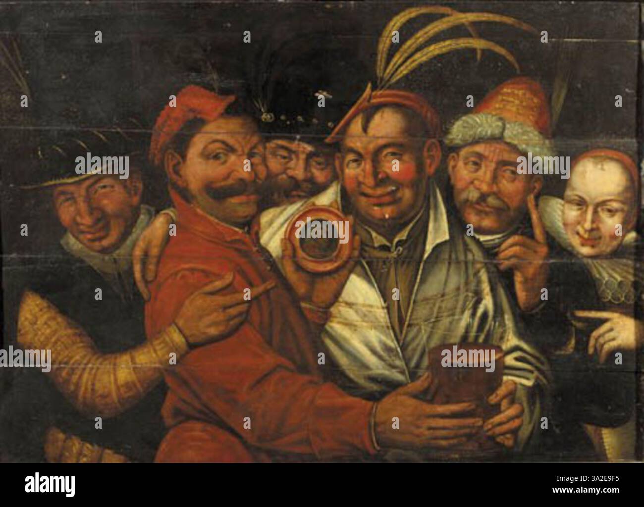 This painting by a follower of Jan Massys portrays jesters mocking ...