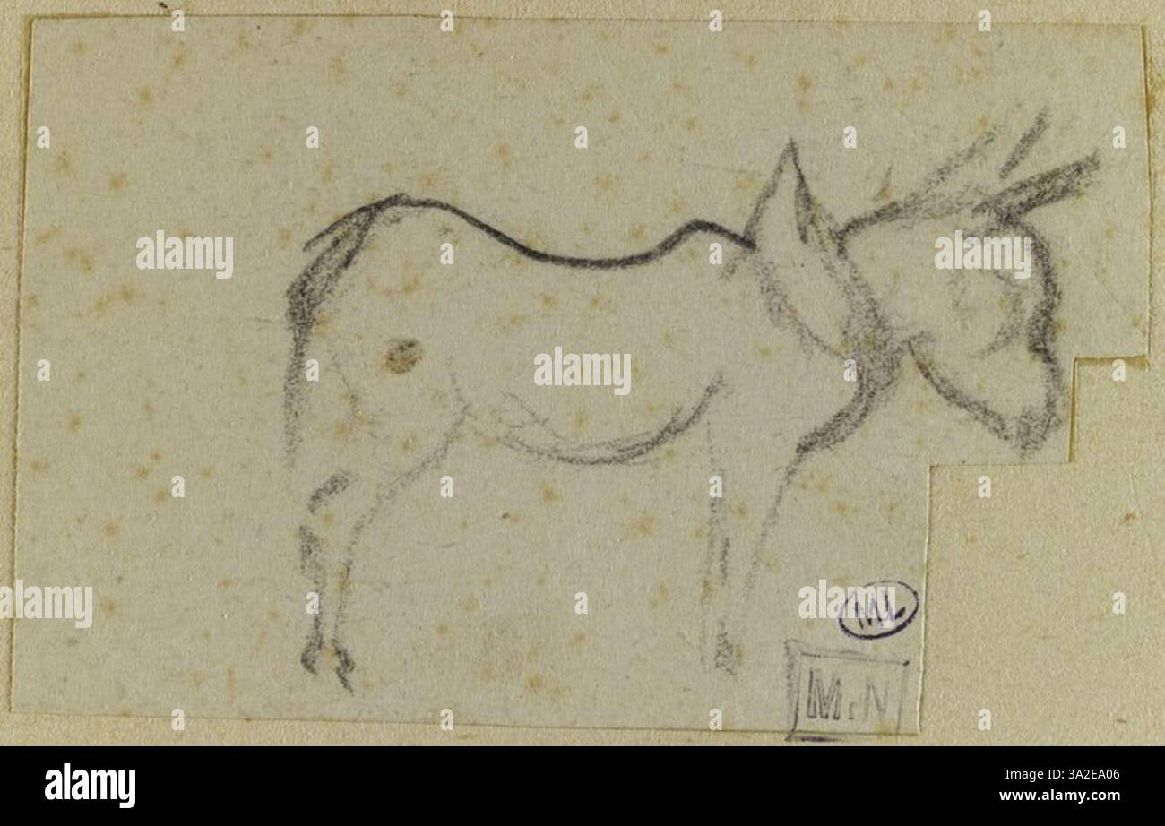 A profile view of a donkey is depicted in this sketch. Gauguin’s ...
