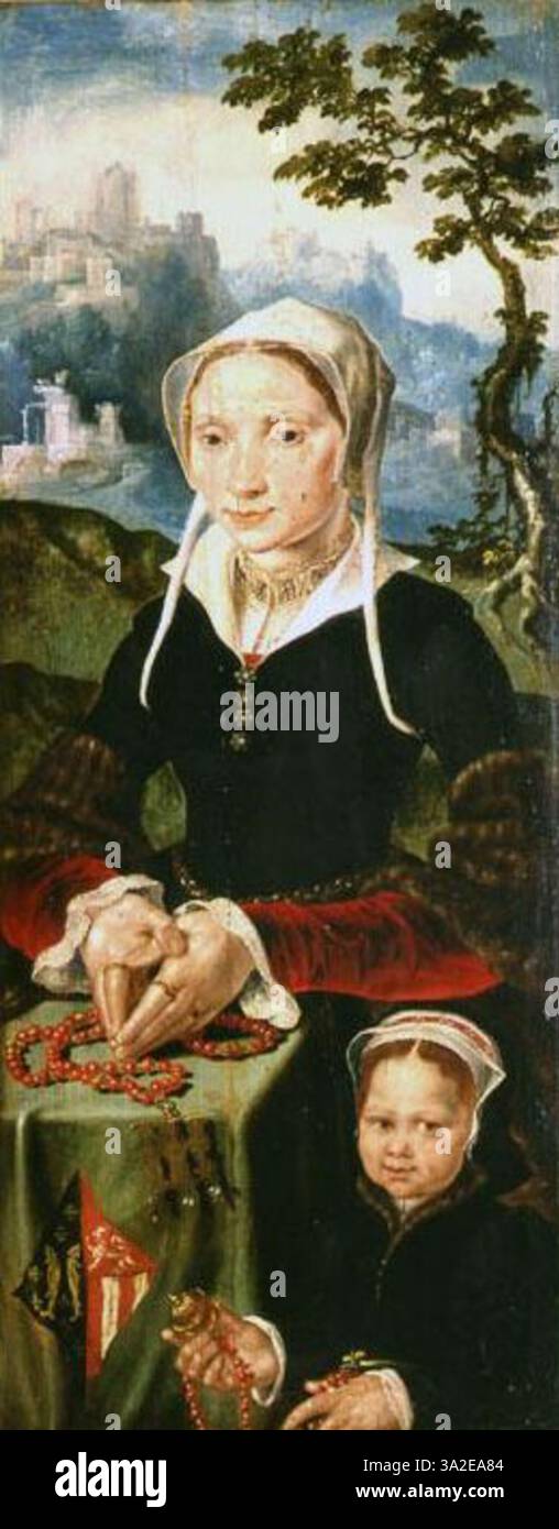 This portrait by Maerten van Heemskerck shows a donor and her daughter ...