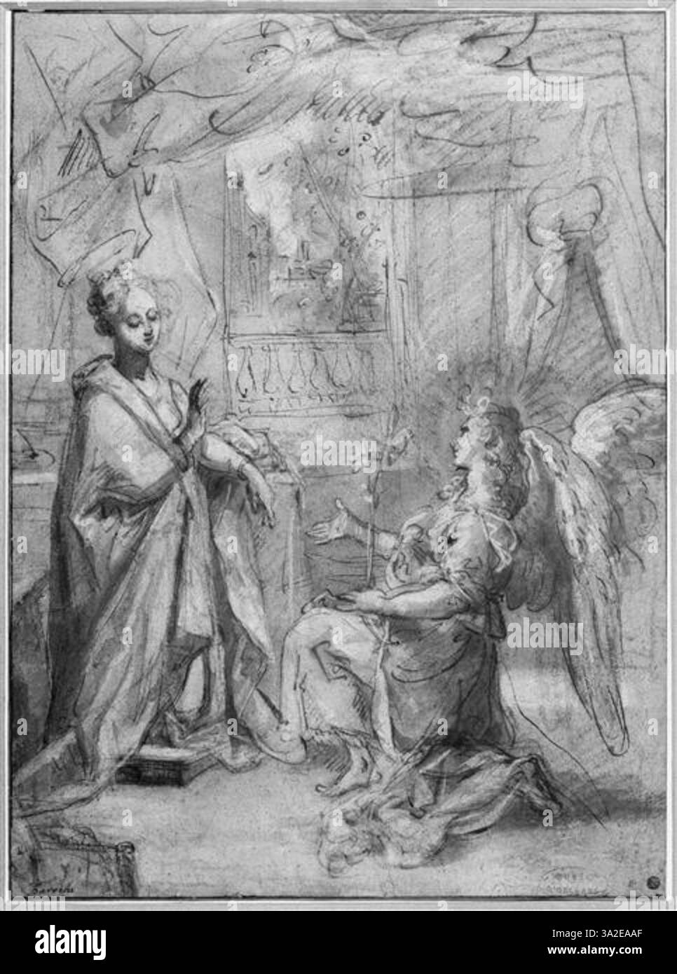 Barocci’s study for the Annunciation depicts the angel’s gesture and ...
