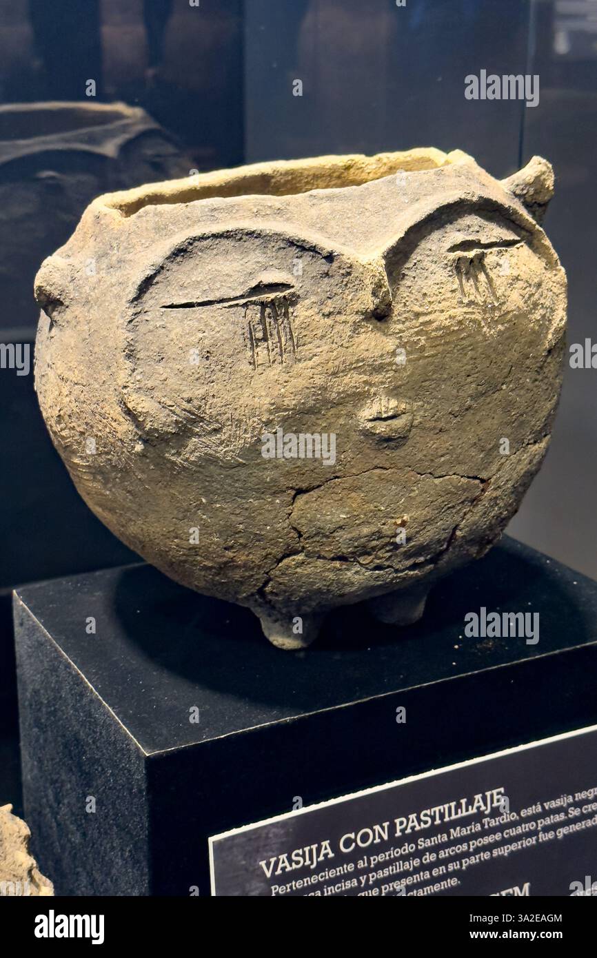 A ceramic pot with human face in the museum of the Quilmes ...