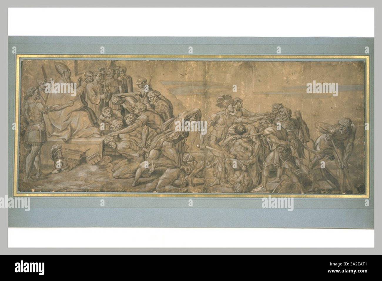 This copy of Raphael’s 'Battle of Ostia' depicts a historical scene, capturing the conflict ...