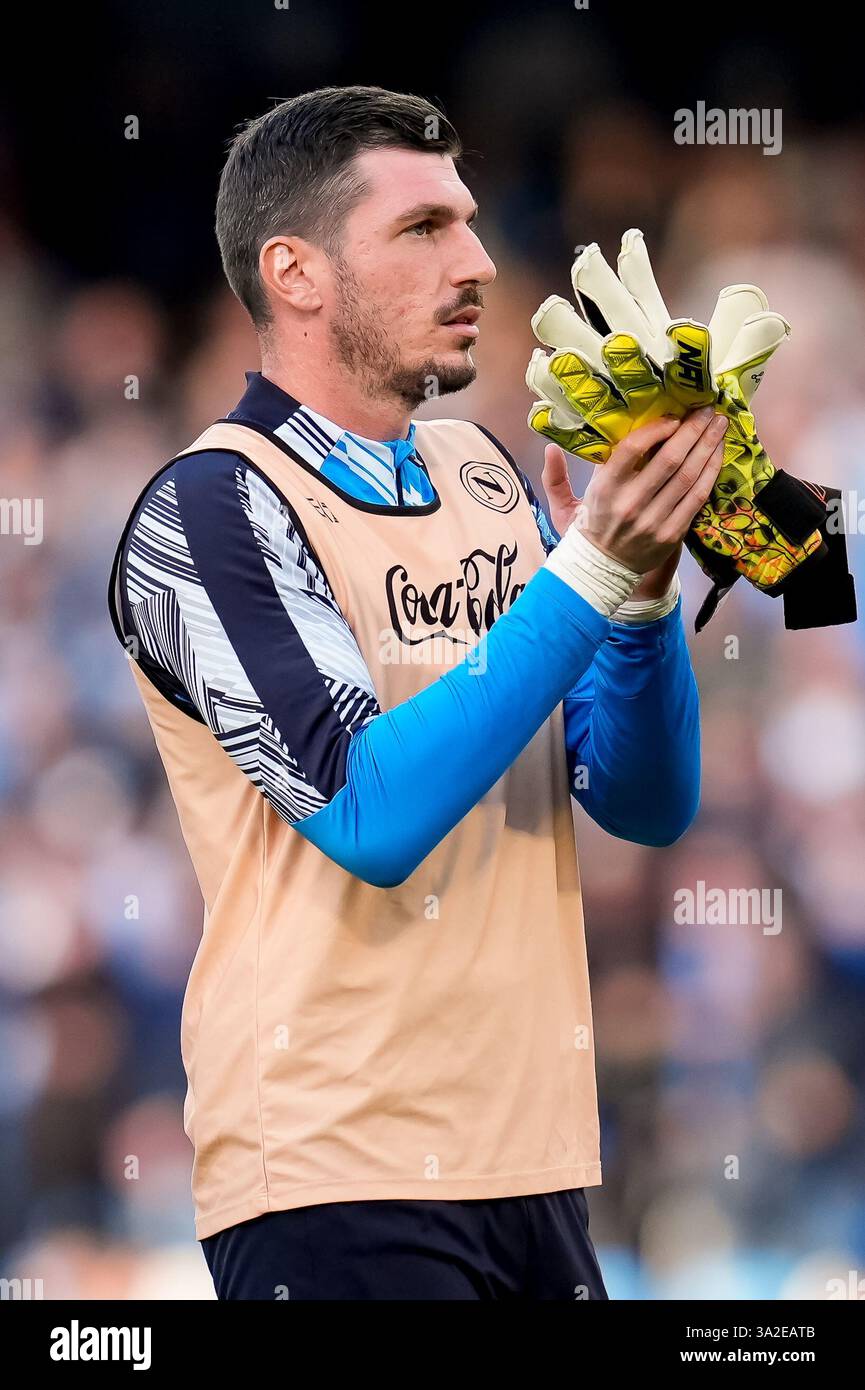 Naples, Italy. 09th Mar, 2025. Simone Scuffet of SSC Napoli gestures ...