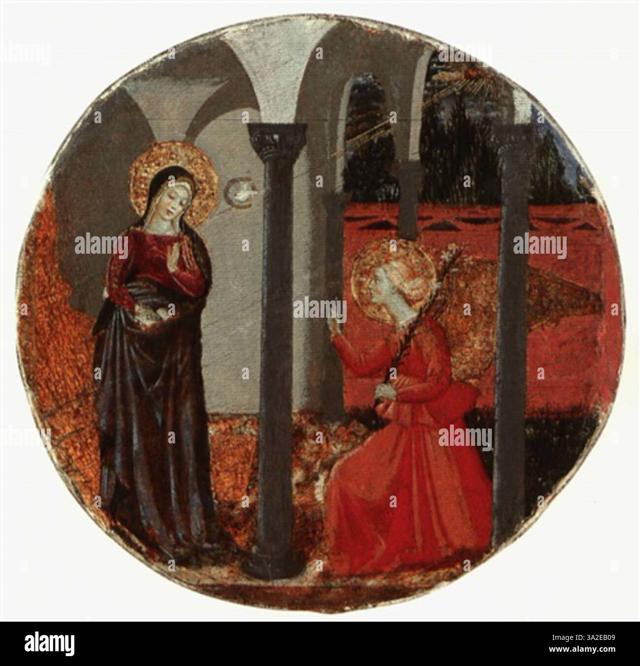 This piece by Benozzo Gozzoli illustrates the Annunciation, where the ...