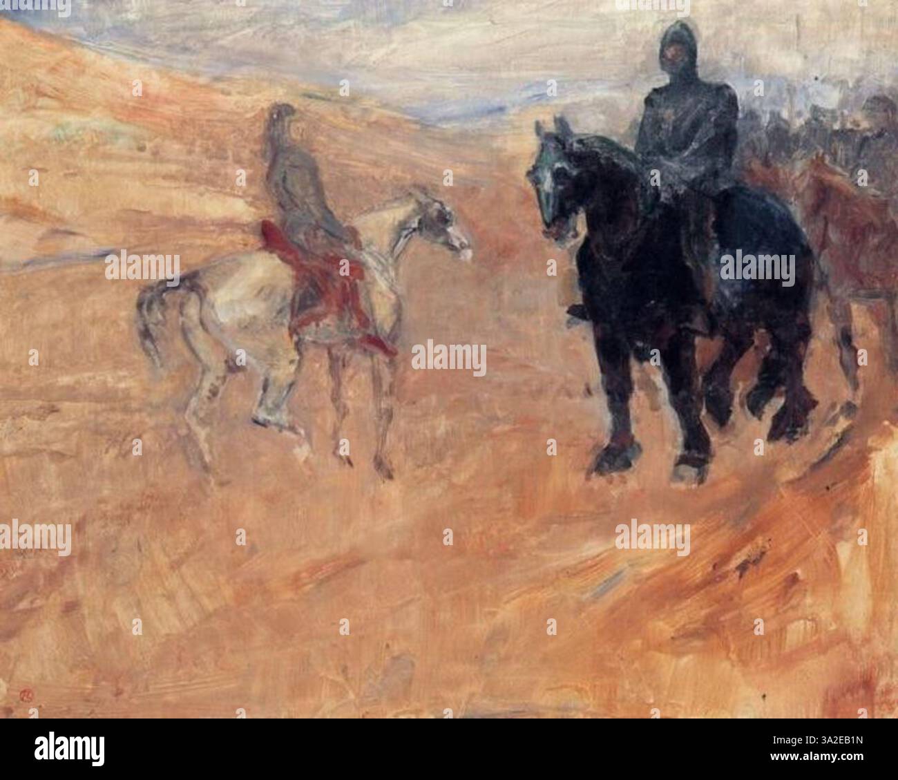 A piece depicting two armored knights, capturing their poses with ...