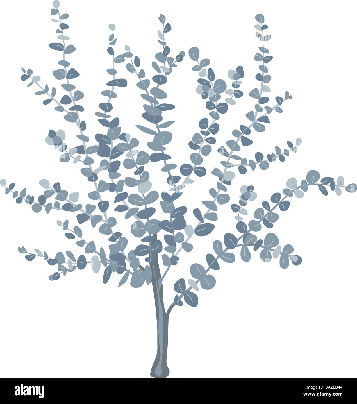 Small baby blue eucalyptus tree isolated vector illustration. Young ...