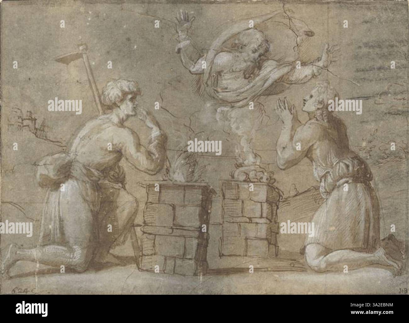 This workshop drawing by Raphael illustrates the biblical scene of Cain ...