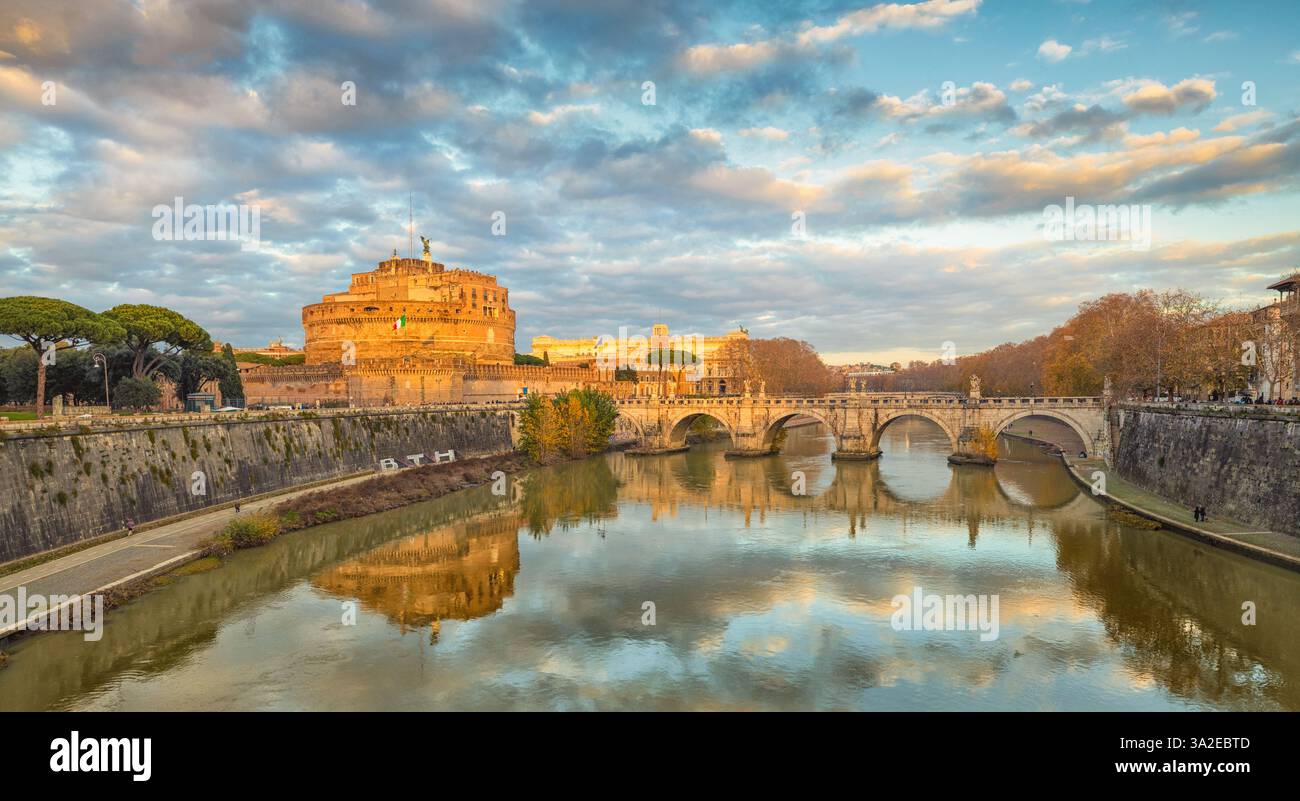 View on the Ponte Sant Angelo in Italy, Rome. A Cityscape image of this ...
