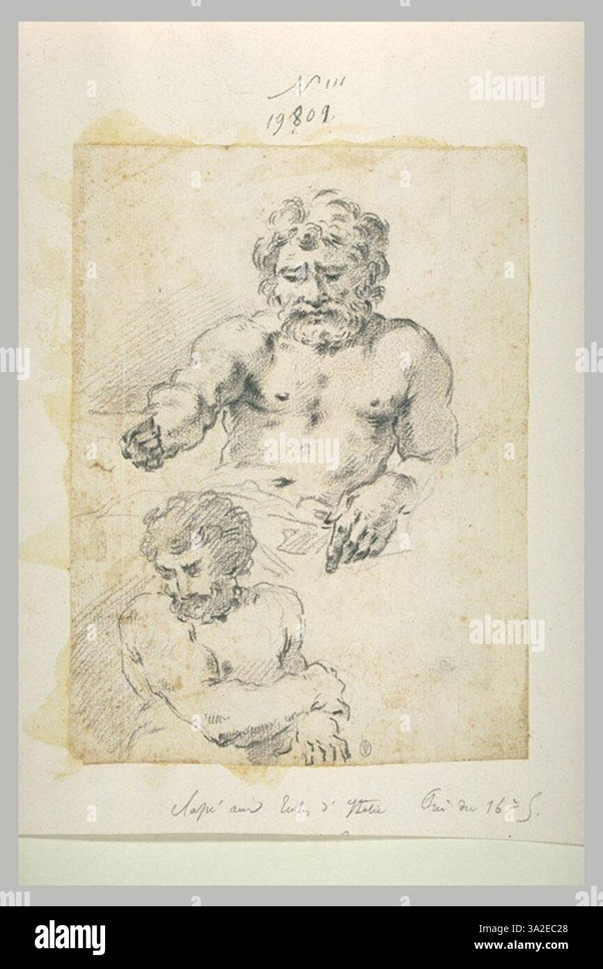 This drawing is a copy after Raphael, depicting two bearded men ...