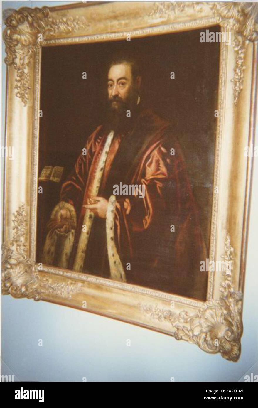 This portrait depicts a Venetian senator at the age of 57, showcasing ...