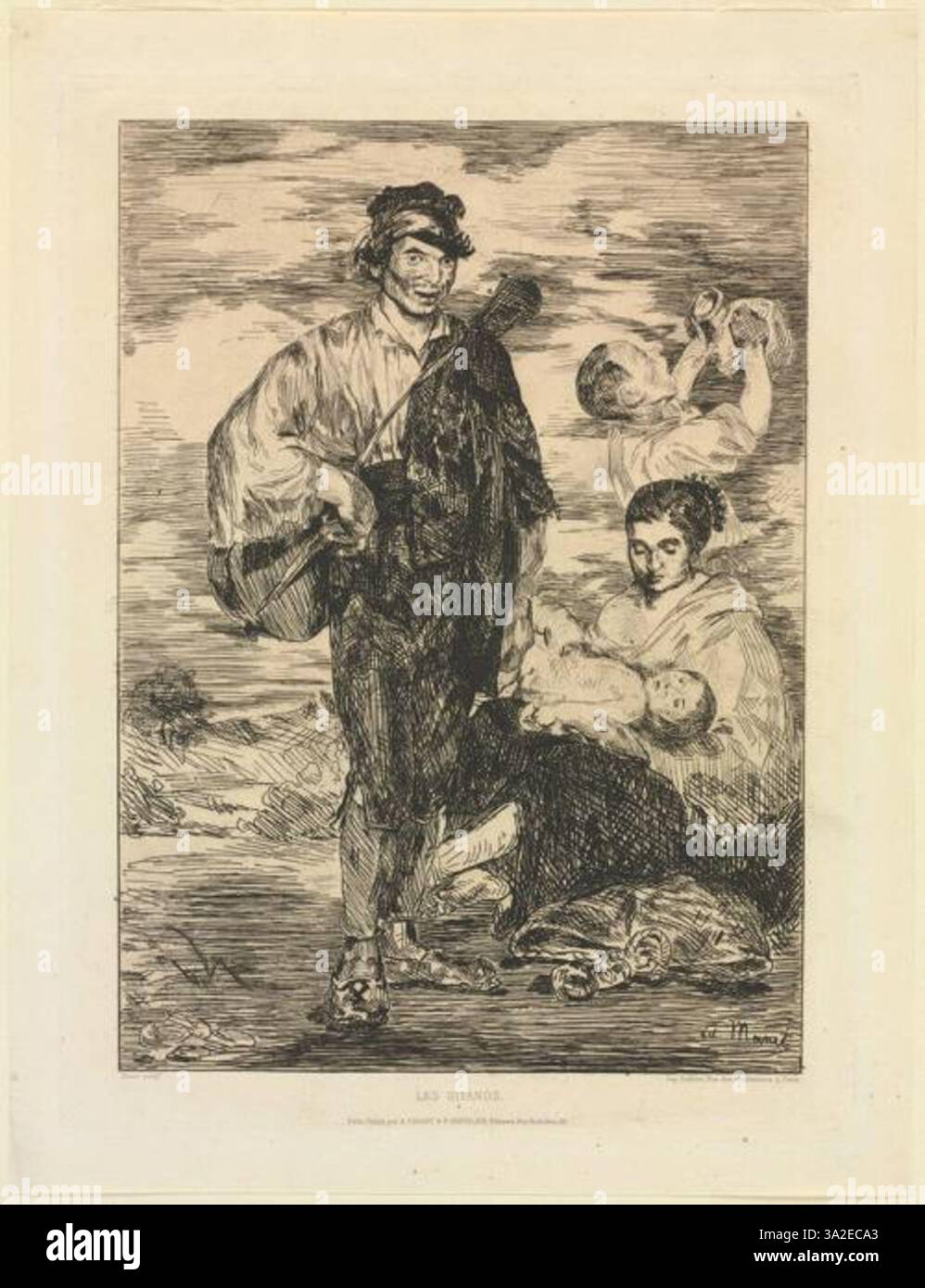 This painting portrays a group of gypsies, capturing both the raw ...