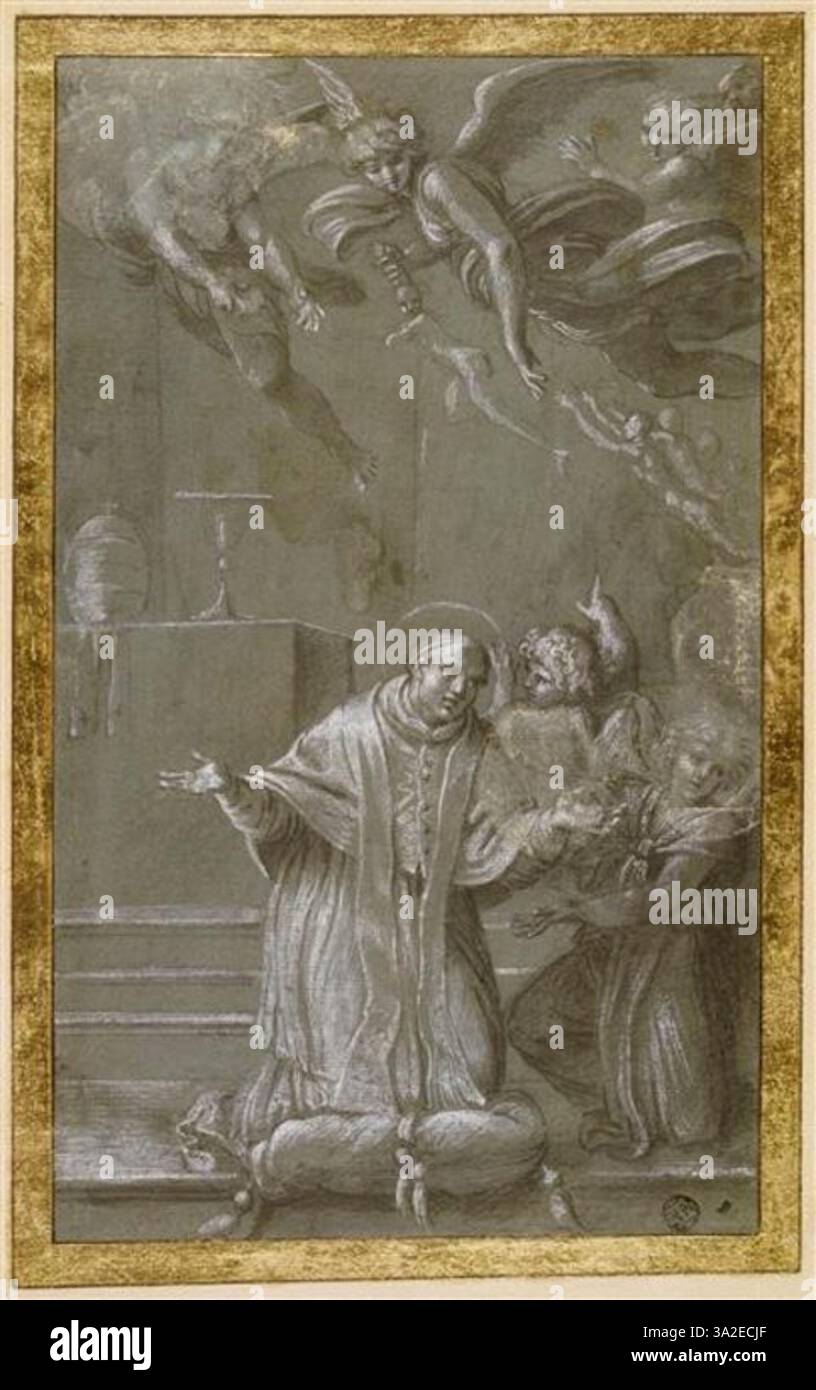 In this drawing from Carracci’s studio, Pope Gregory is depicted ...