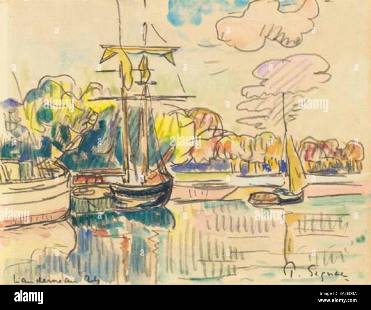 In this 1924 painting, Signac depicts the town of Landerneau in ...