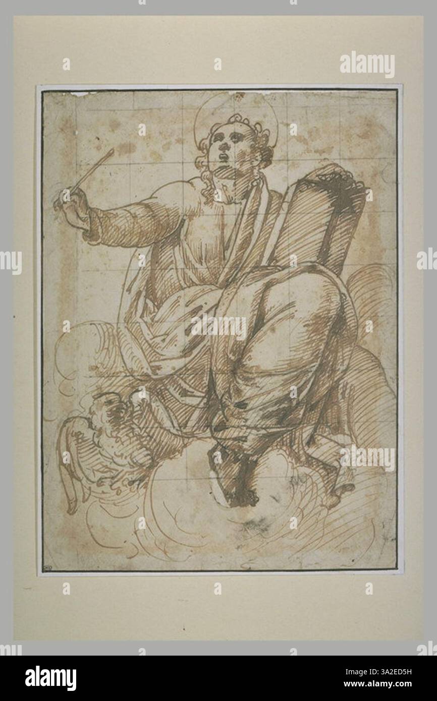 This recto drawing depicts Saint John the Evangelist, a key figure in ...