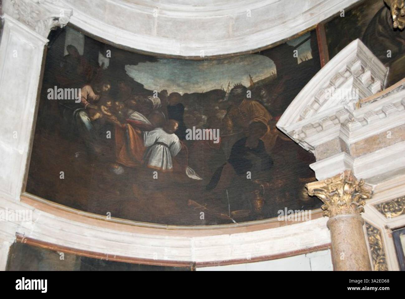 This 17th-century work by Jacopo Tintoretto, The Adoration of the Magi ...
