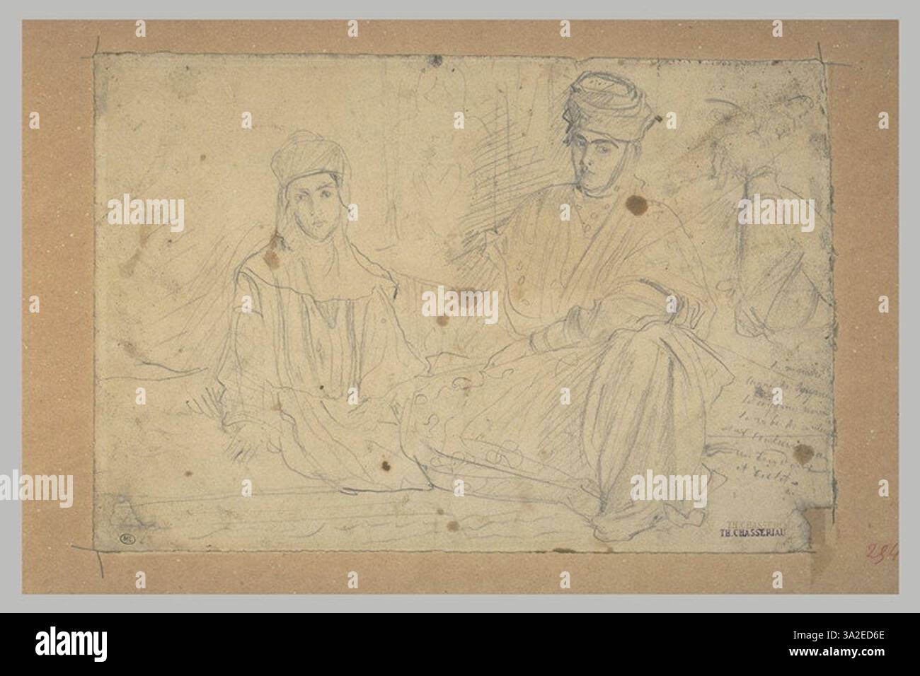 This sketch shows two Moorish women seated, their distinct attire and ...