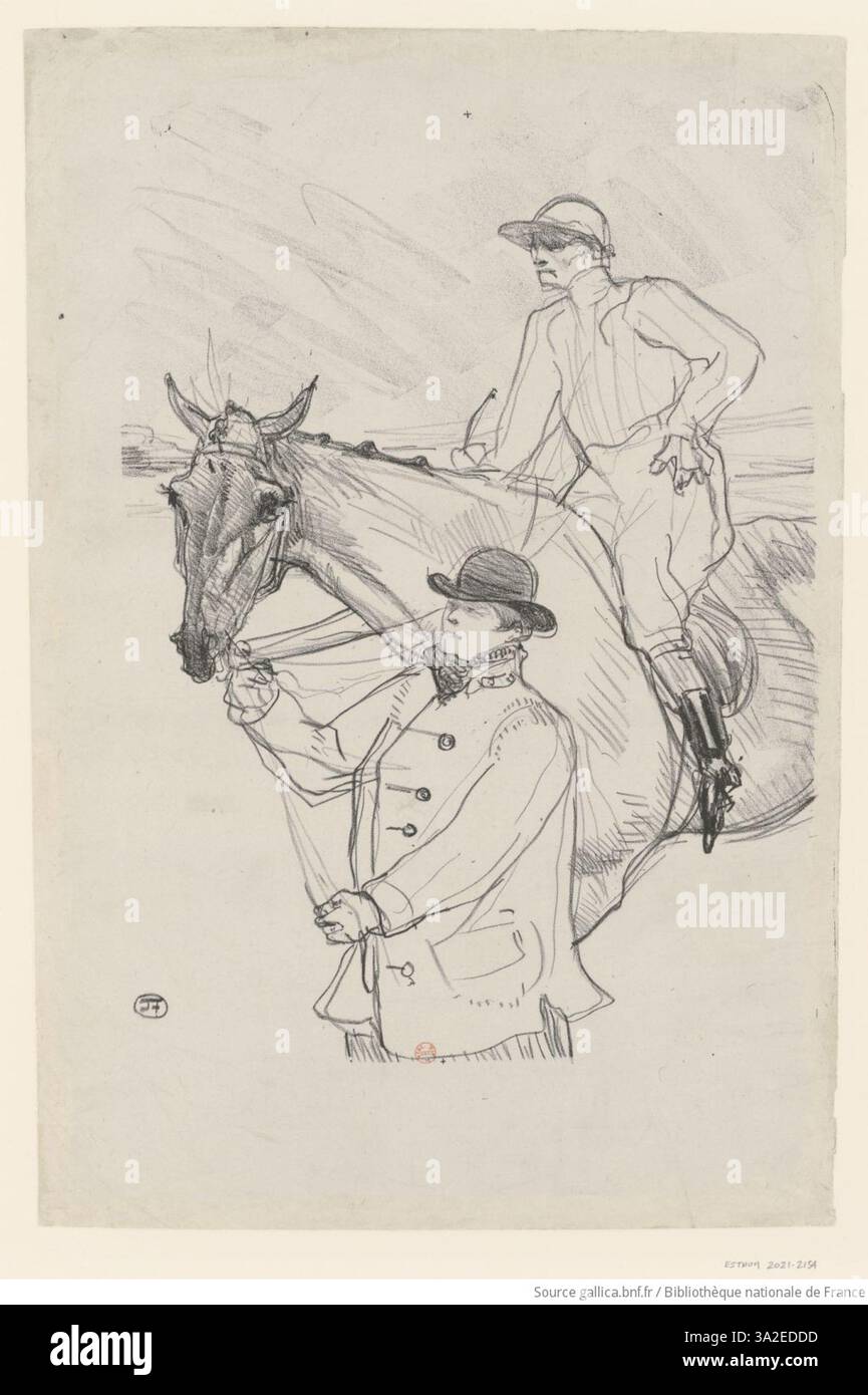 In 'Le Jockey se rendant au poteau,' Toulouse-Lautrec captures the ...