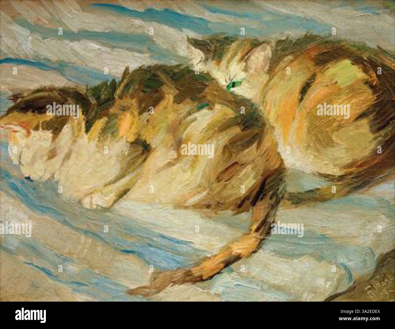 'Two Grey Cats' by Franz Marc depicts two cats in an expressive ...