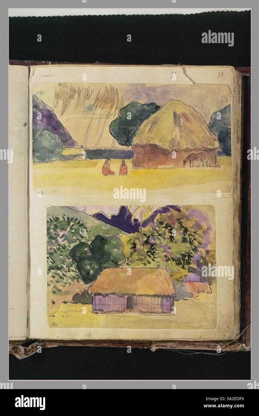 This artwork by Paul Gauguin captures indigenous figures within a ...