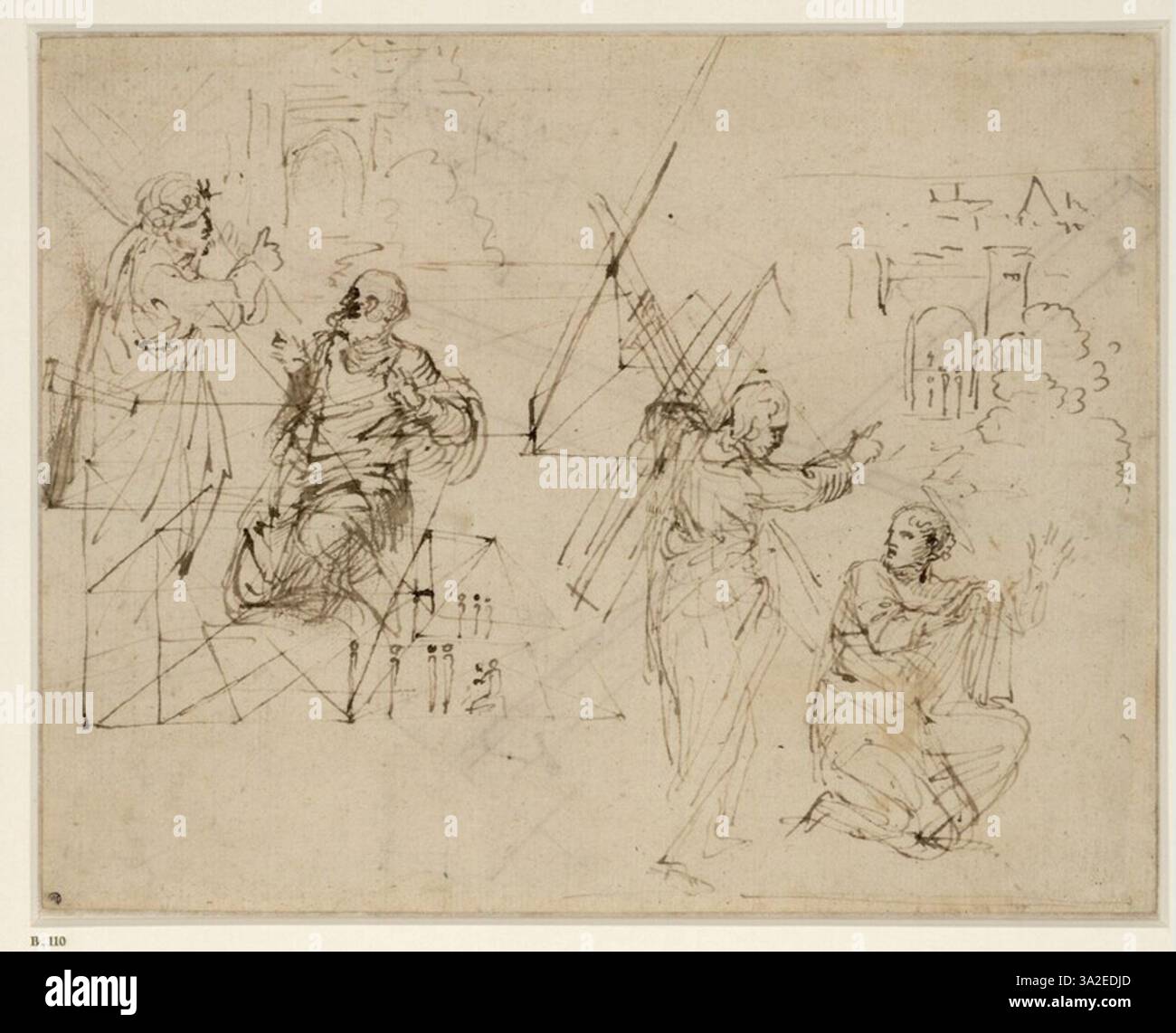 Annibale Carracci’s drawing features two sketches depicting the ...