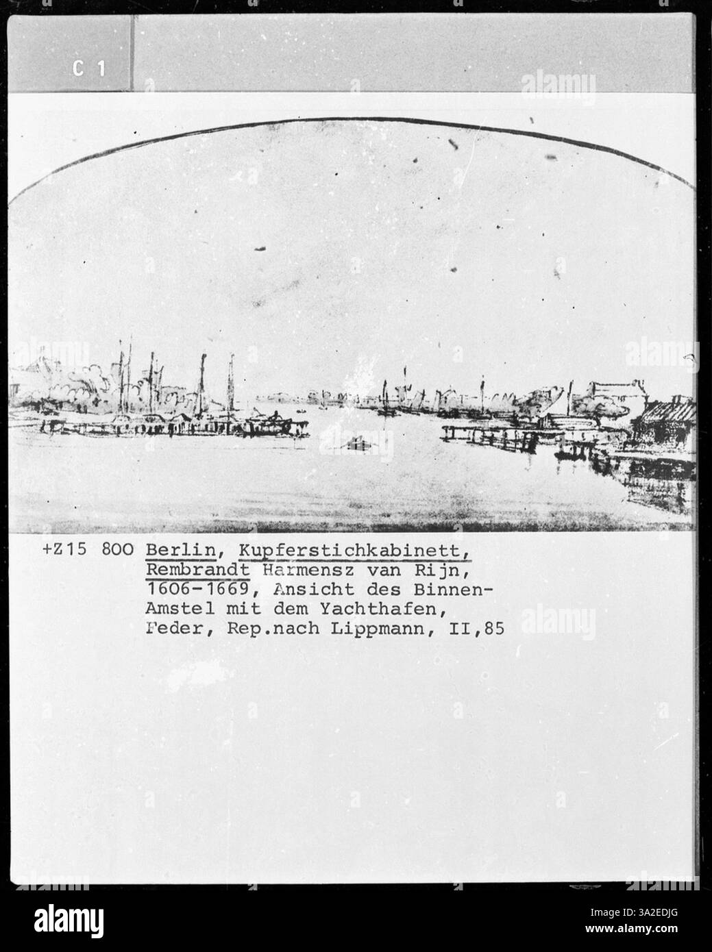 This landscape presents a view of the Binnenamstel river, capturing the ...