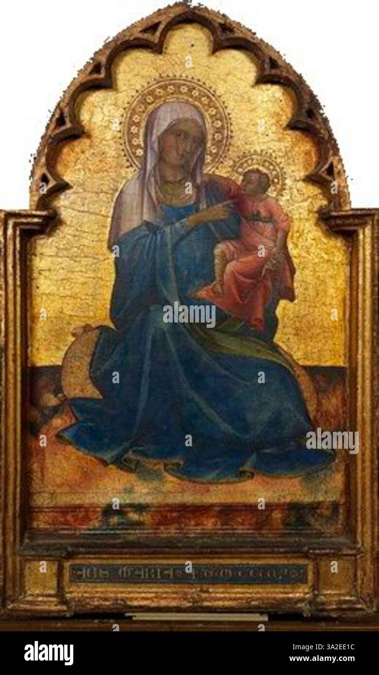 'La Vierge d'Humilité et l'Enfant' portrays the Virgin Mary in a humble pose, holding the Christ ...